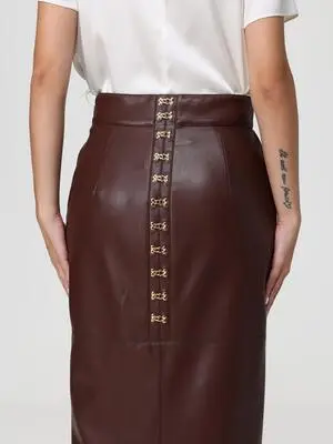 Elisabetta Franchi Leather Midi Skirt With Embellished Back