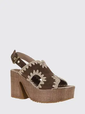 Mou Suede Platform Sandals With Contrast Stitching