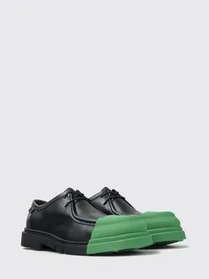Camper Calfskin Leather Lace-up Shoes With Rubber Toe Reinforcement - Black