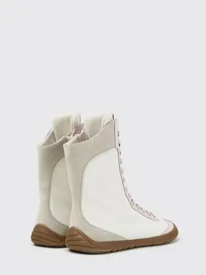 Camper Two-tone Leather And Recycled Pet Ankle Boots With Side Zip - Multicolor
