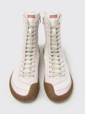 Camper Two-tone Leather And Recycled Pet Ankle Boots With Side Zip - Multicolor