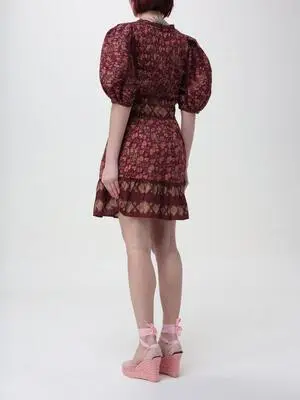 Sea Floral Print Puff Sleeve Dress