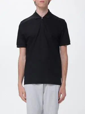 BOSS Cotton Blend Polo Shirt With Zip - Black