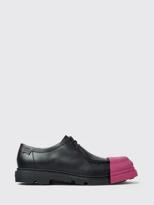 Camper Junction Smooth Calfskin Leather Derby Shoes With Rubber Toe - Black