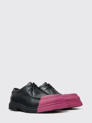 Camper Derby Shoes In Smooth Calfskin Leather With Rubber Toe Cap - Black