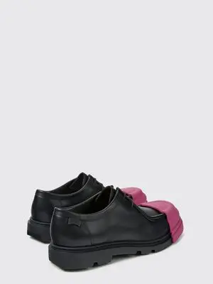 Camper Derby Shoes In Smooth Calfskin Leather With Rubber Toe Cap - Black