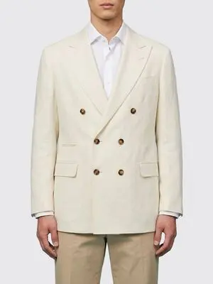 Brunello Cucinelli Silk And Linen Double-breasted Blazer - White