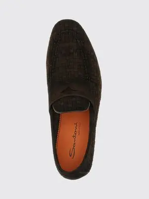 Santoni Carlo Woven Suede Loafers - Dark