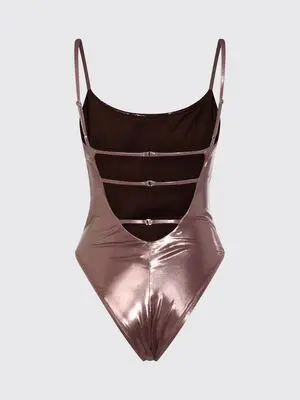 Blumarine Laminated Polyamide One-piece Swimsuit With Rhinestones