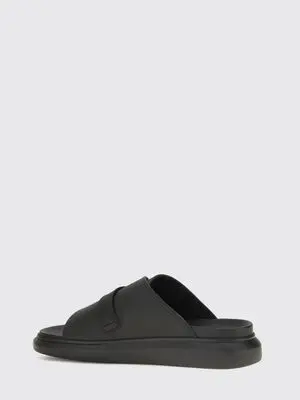 Alexander McQueen Sandals In Smooth Calf Leather With Adjustable Strap And Open Toe - Black