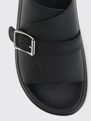 Alexander McQueen Sandals In Smooth Calf Leather With Adjustable Strap And Open Toe - Black