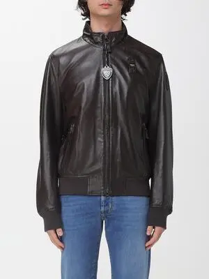 BLAUER. Leather Bomber Jacket - Coffee