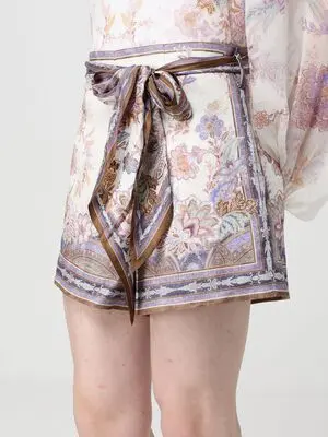 Zimmermann Luna Linen Shorts With Ethnic Print
