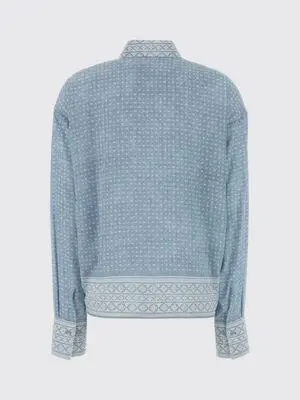 Ermanno Scervino Silk Shirt With Ethnic Print - Denim