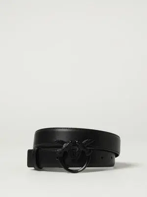 Pinko Leather Belt With Embellished Buckle - Black