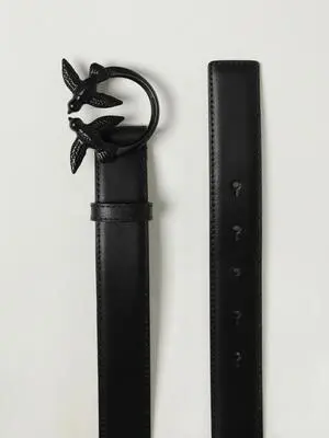 Pinko Leather Belt With Embellished Buckle