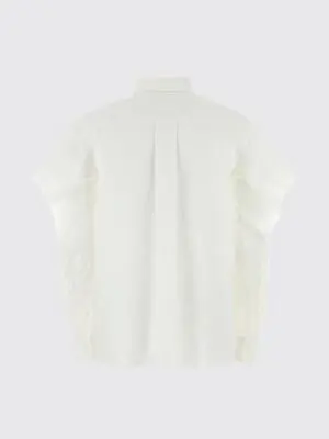 Sacai Cotton Poplin Shirt With Pussy-bow Collar And Puff Sleeves