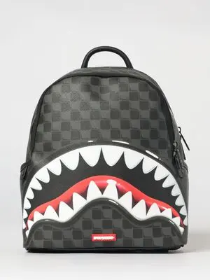 SPRAYGROUND Saffiano Coated Cotton Backpack With Check Pattern And Printed Logo - Black