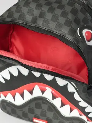 SPRAYGROUND Saffiano Coated Cotton Backpack With Check Pattern And Printed Logo