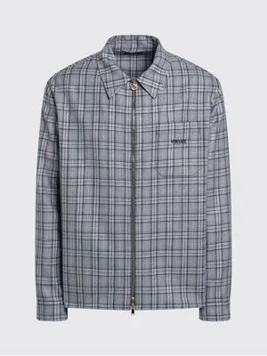 Versace Wool Flannel Overshirt With Check Pattern - Blue