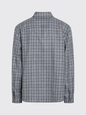 Versace Wool Flannel Overshirt With Check Pattern - Blue