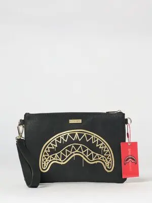 SPRAYGROUND That Gold Drap Faux Leather Pouch With Printed Logo - Black