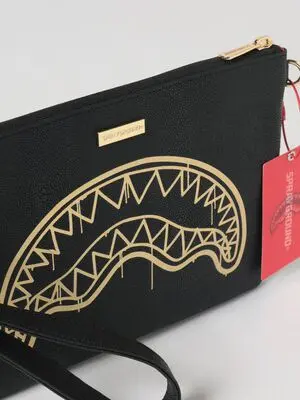 SPRAYGROUND That Gold Drap Faux Leather Pouch With Printed Logo