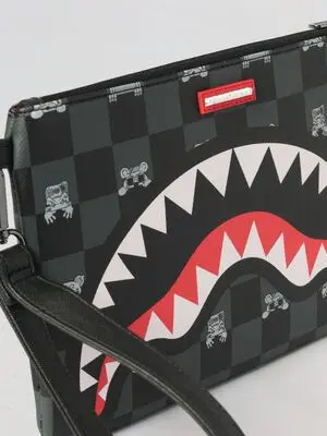 SPRAYGROUND Saffiano Coated Cotton Pouch With Check Pattern And Logo