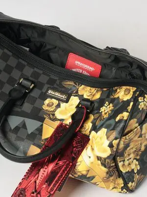 SPRAYGROUND Saffiano Coated Cotton Duffle Bag With Check Pattern And Logo