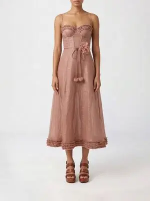 Zimmermann Luna Midi Tulle Dress With Floral Print - Fuchsia