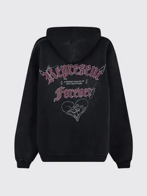 REPRESENT Cotton Hoodie With Back Logo And Kangaroo Pocket