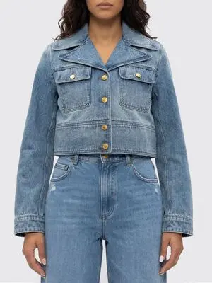 Michael Kors Denim Jacket With Peak Lapel Collar