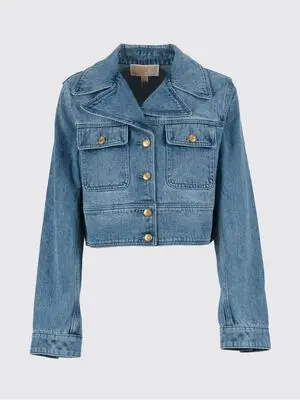 Michael Kors Denim Jacket With Peak Lapel Collar