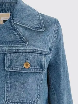 Michael Kors Denim Jacket With Peak Lapel Collar