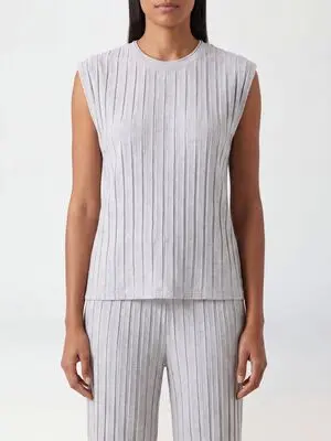 IRO PARIS Sleeveless Slim Fit Top In Cotton Blend With A Crew Neckline - Grey