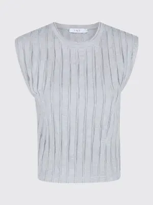 IRO PARIS Sleeveless Slim Fit Cotton Blend Top - Grey