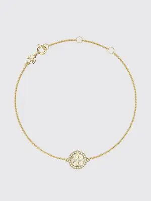 Tory Burch Icon Adjustable Bracelet With Double T Logo And Inset Rhinestones - Gold
