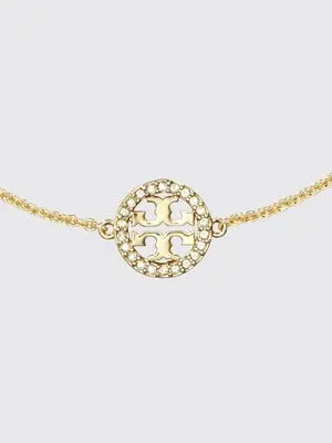 Tory Burch Icon Adjustable Bracelet With Double T Logo And Inset Rhinestones