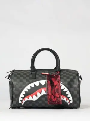 SPRAYGROUND Checkered Saffiano Coated Cotton Duffle Bag With Logo - Black