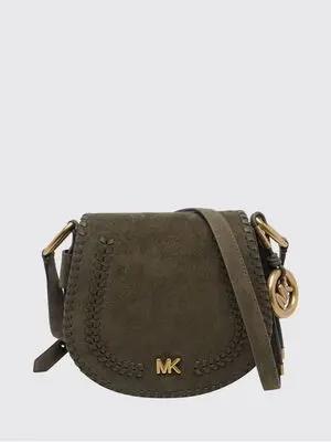 Michael Kors Suede Crossbody Bag With Flap And Mk Logo - Green