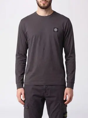 Stone Island Slim Fit Long-sleeve Cotton T-shirt With Compass Logo - Grey