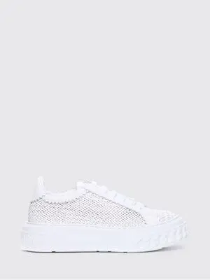 Casadei Woven Leather Platform Sneakers - White