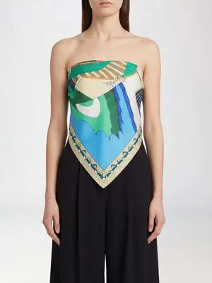 Tory Burch Slim Fit Off-the-shoulder Silk Top With Abstract Print - Multicolor