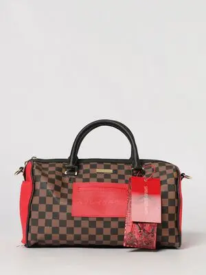 SPRAYGROUND Checkered Saffiano Coated Cotton And Nylon Duffle Bag - Brown
