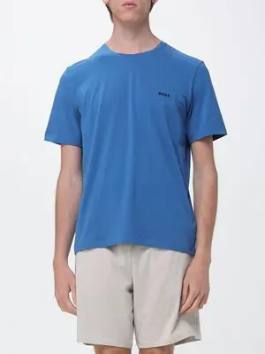BOSS Cotton T-shirt With Logo - Gnawed Blue