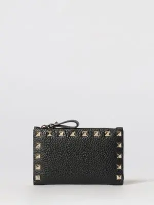 Valentino Garavani Rockstud Grained Leather Wallet - Black