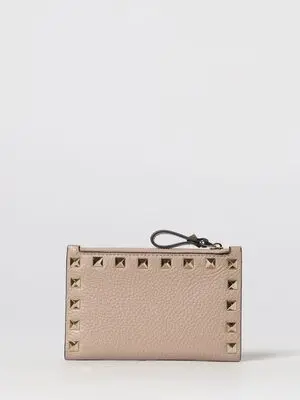 Valentino Garavani Rockstud Grained Leather Wallet - Pink