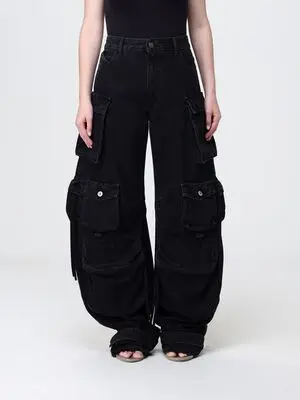 Attico Cotton Denim Cargo Jeans - Black