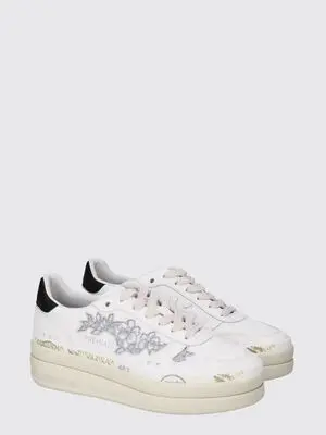 Premiata Leather Sneakers With Floral Embellishments