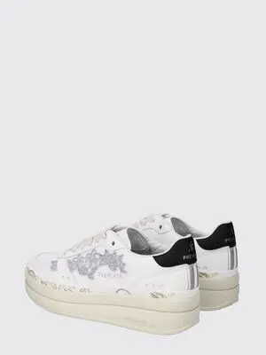 Premiata Leather Sneakers With Floral Embellishments